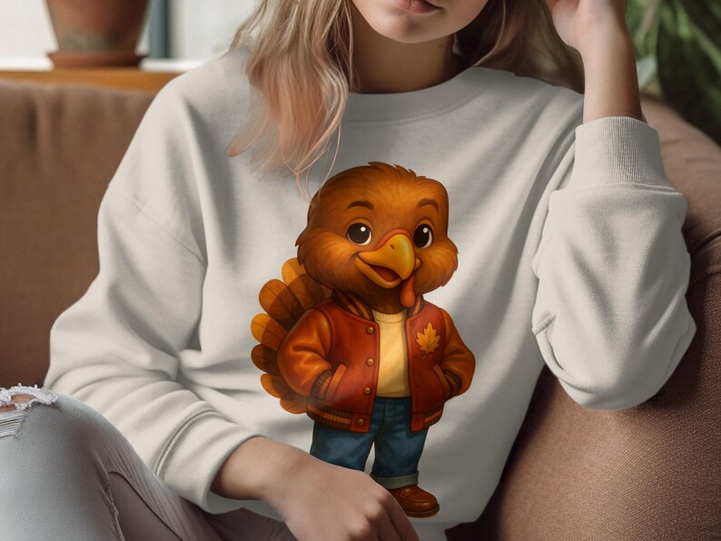 Preppy Turkey PNG Digital, Turkey in Varsity Jacket Clipart ...