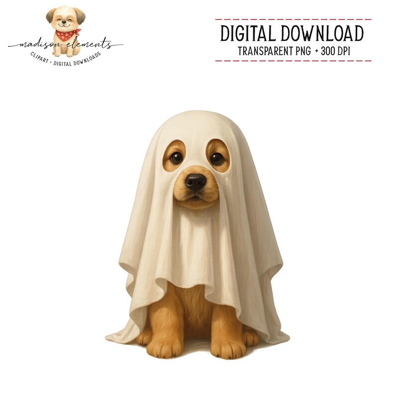 Ghost Dog Digital Download PNG, Cute Halloween Puppy Clipart, Spooky ...
