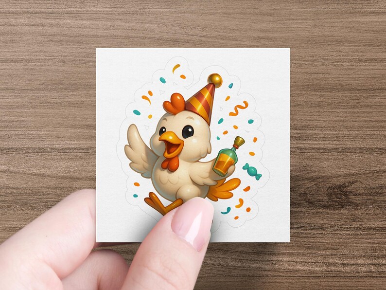 Party Fowl PNG, Chicken Digital Png, Festive Chicken Clip Art, Cute ...