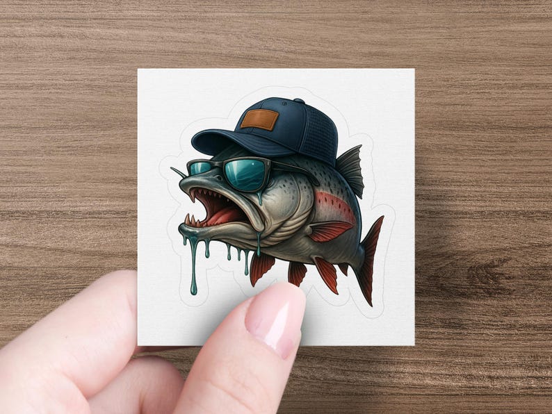 Cool Trout Digital PNG Download, Fishing Design, Fish in Sunglasses ...