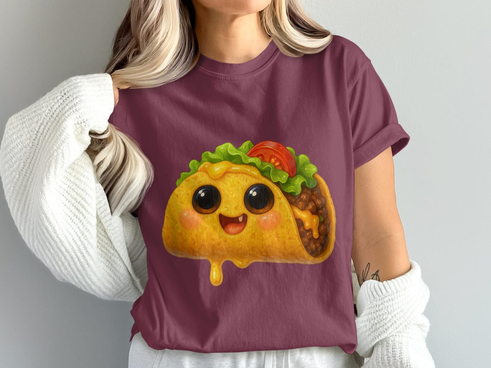 Cute Taco Digital, Digital Download PNG, Kawaii Food Art, Smiling Taco ...