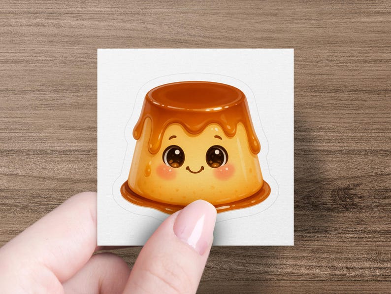 Cute Flan Digital PNG, Kawaii Pudding Graphic, Dessert Illustration ...