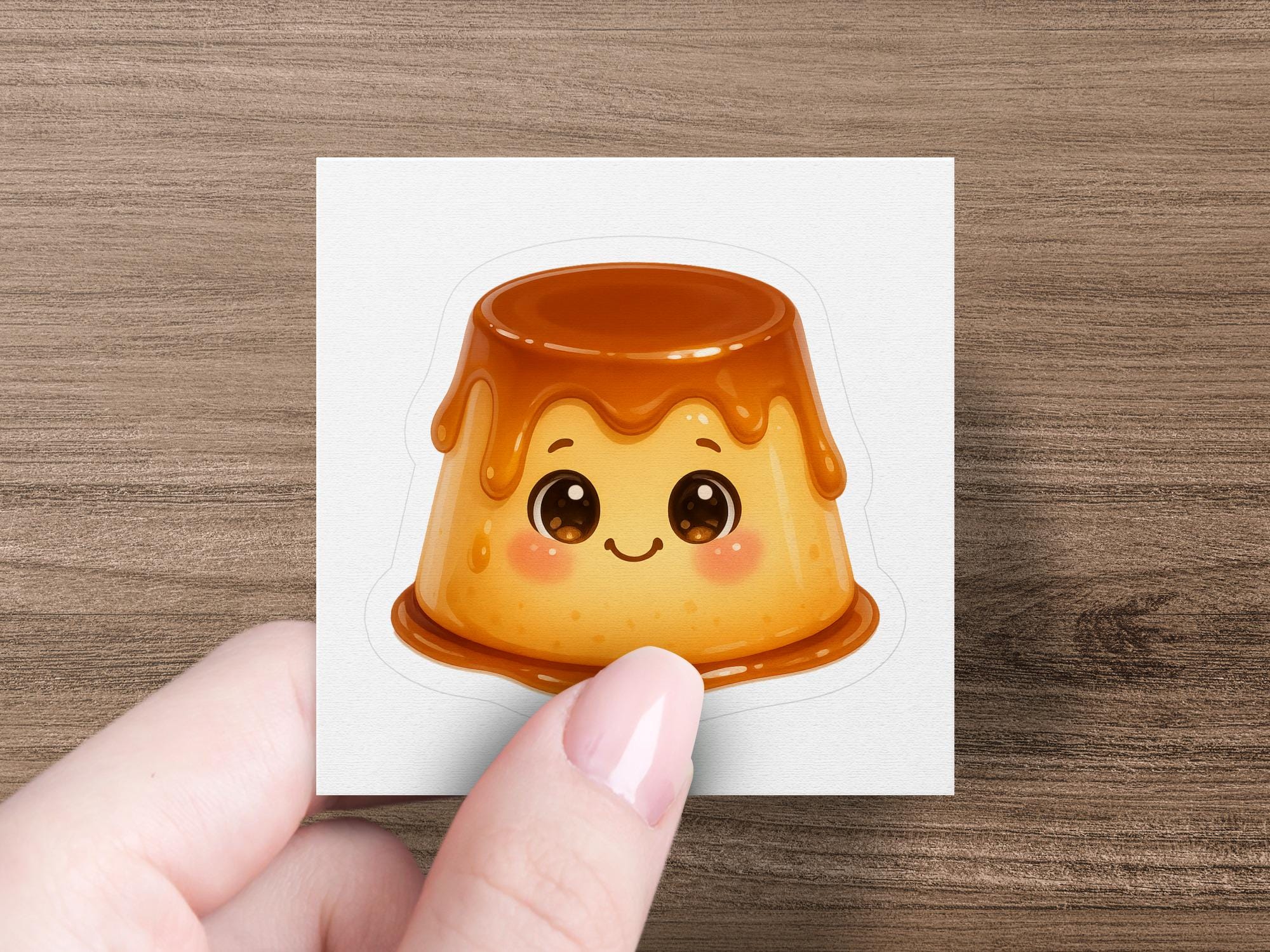 Cute Flan Digital PNG, Kawaii Pudding Graphic, Dessert Illustration ...