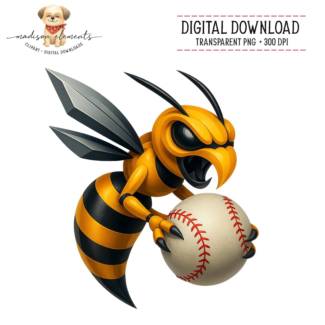 Baseball Hornet Digital Mascot PNG, Bee Baseball Team Mascot Clipart ...
