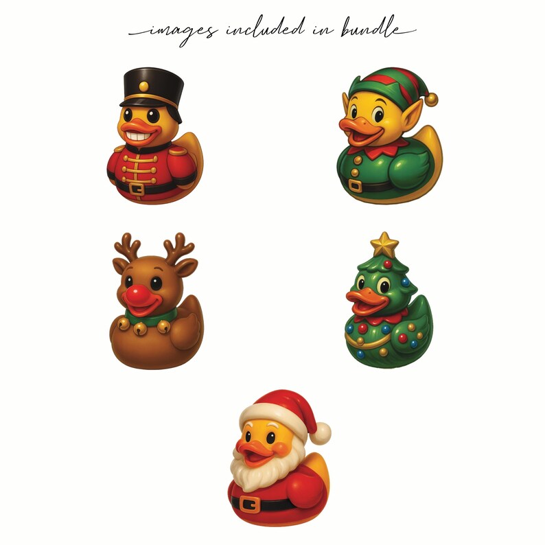 Christmas Rubber Duck Digital PNG Bundle, Festive Duckies in Xmas ...
