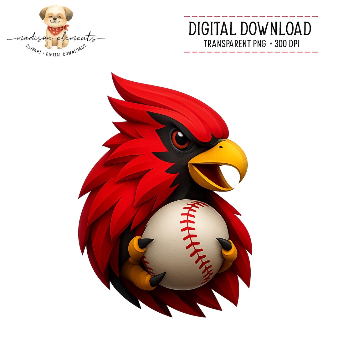 Cardinal Mascot Digital PNG, Cardinal Baseball Team Logo, High School ...