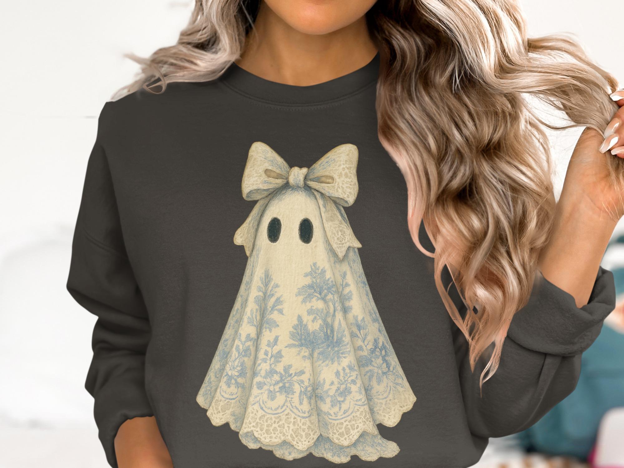 Floral Lace Ghost PNG, Digital Download Png, Blue Floral Print Ghost ...