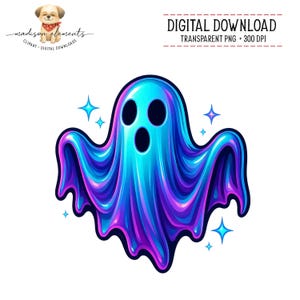 Blue Ghost PNG, Holographic Digital Download, Spooky Season Clipart ...