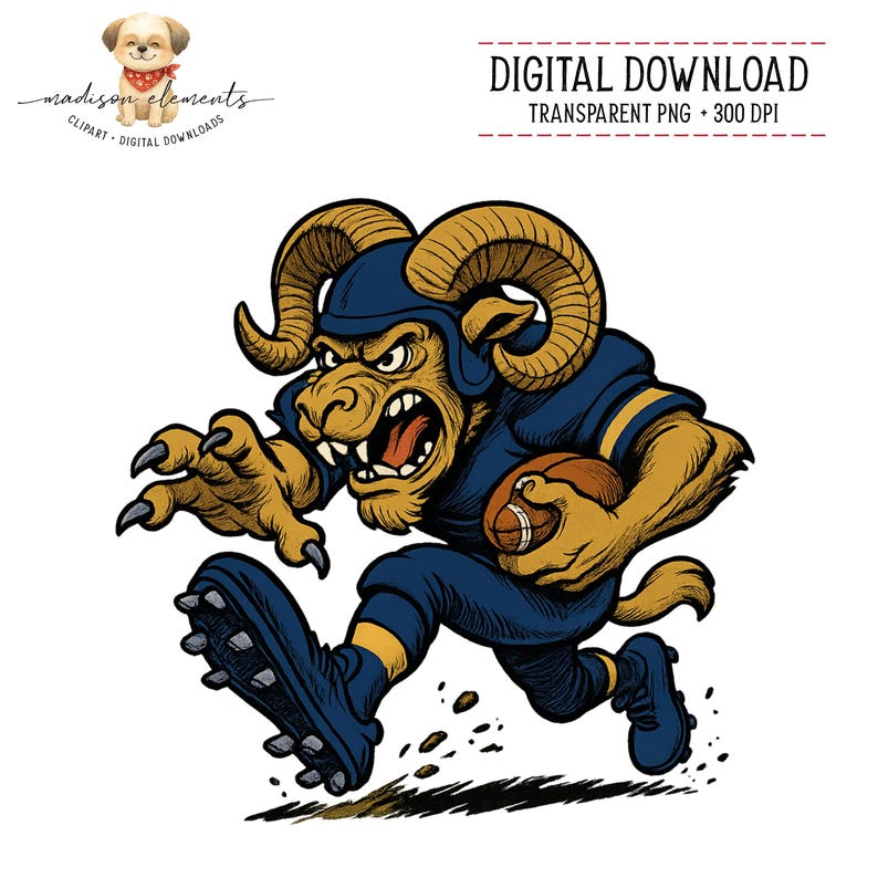 Football Ram Mascot Digital PNG Download, Ram Mascot Clip Art, School ...