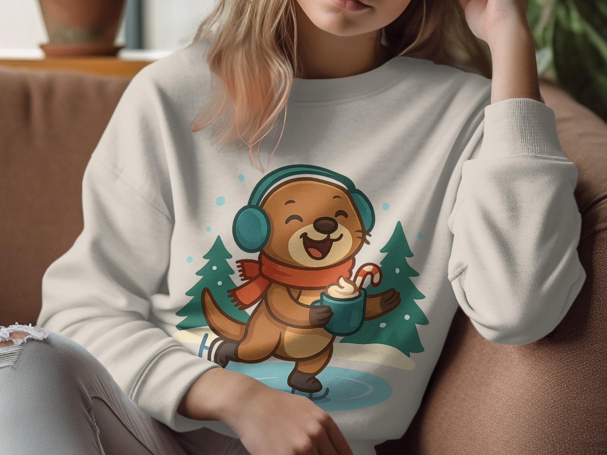 Otter Ice Skating PNG, Hot Cocoa Digital Download, Winter Animal PNG ...