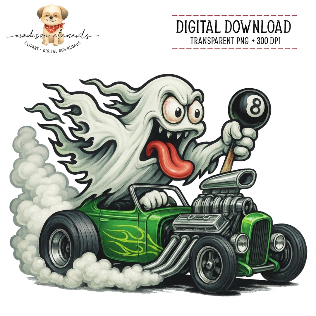 Halloween Ghost Racer PNG, Spooky Car Digital Download, Wacky Racers ...