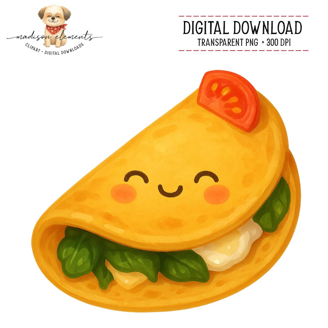Cute Omelette Digital PNG, Smiling Food Graphic, Cartoon Egg Clipart ...