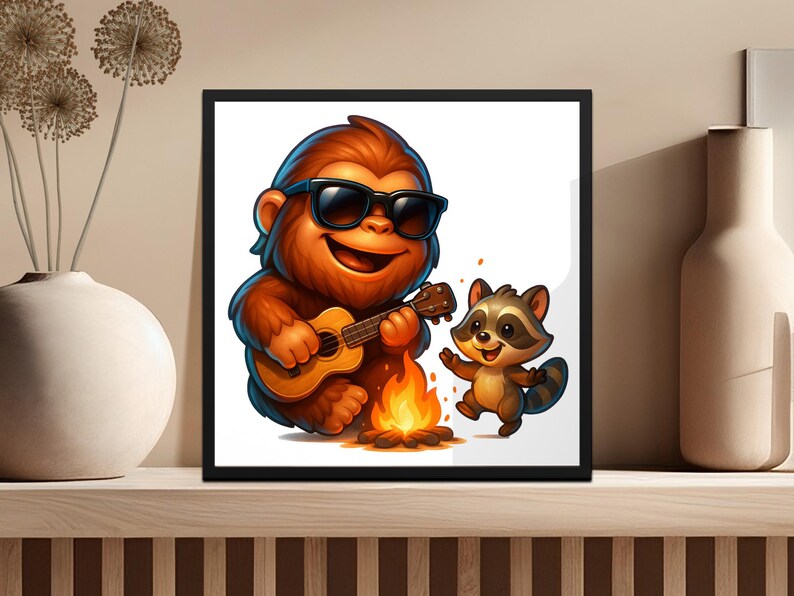 Big Foot Outdoor Adventures Digital PNG Bundle, Cute Animals Camping ...