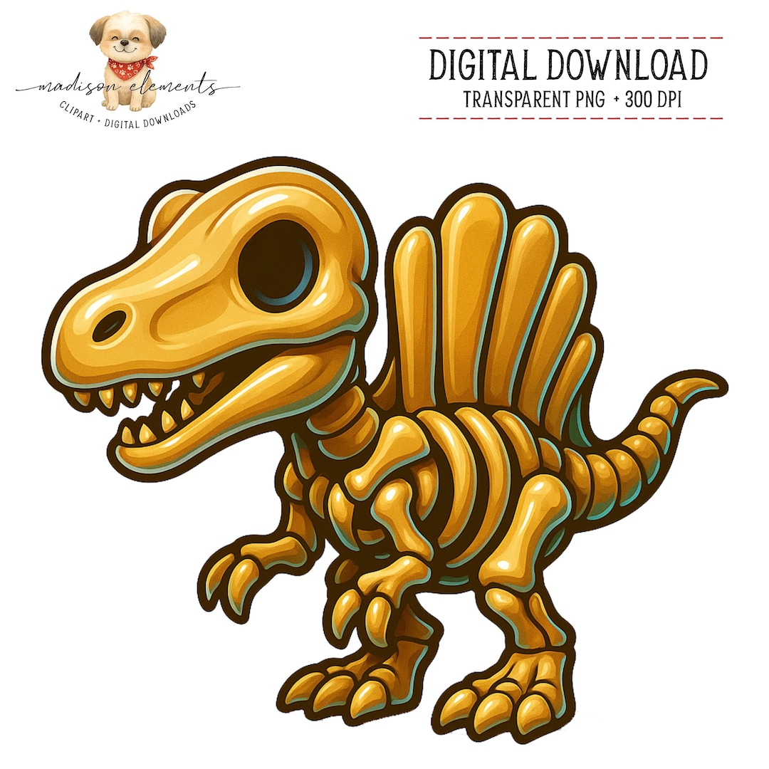 Spinosaurus Dinosaur Skeleton Digital PNG Download, Dino Bones Clip Art ...