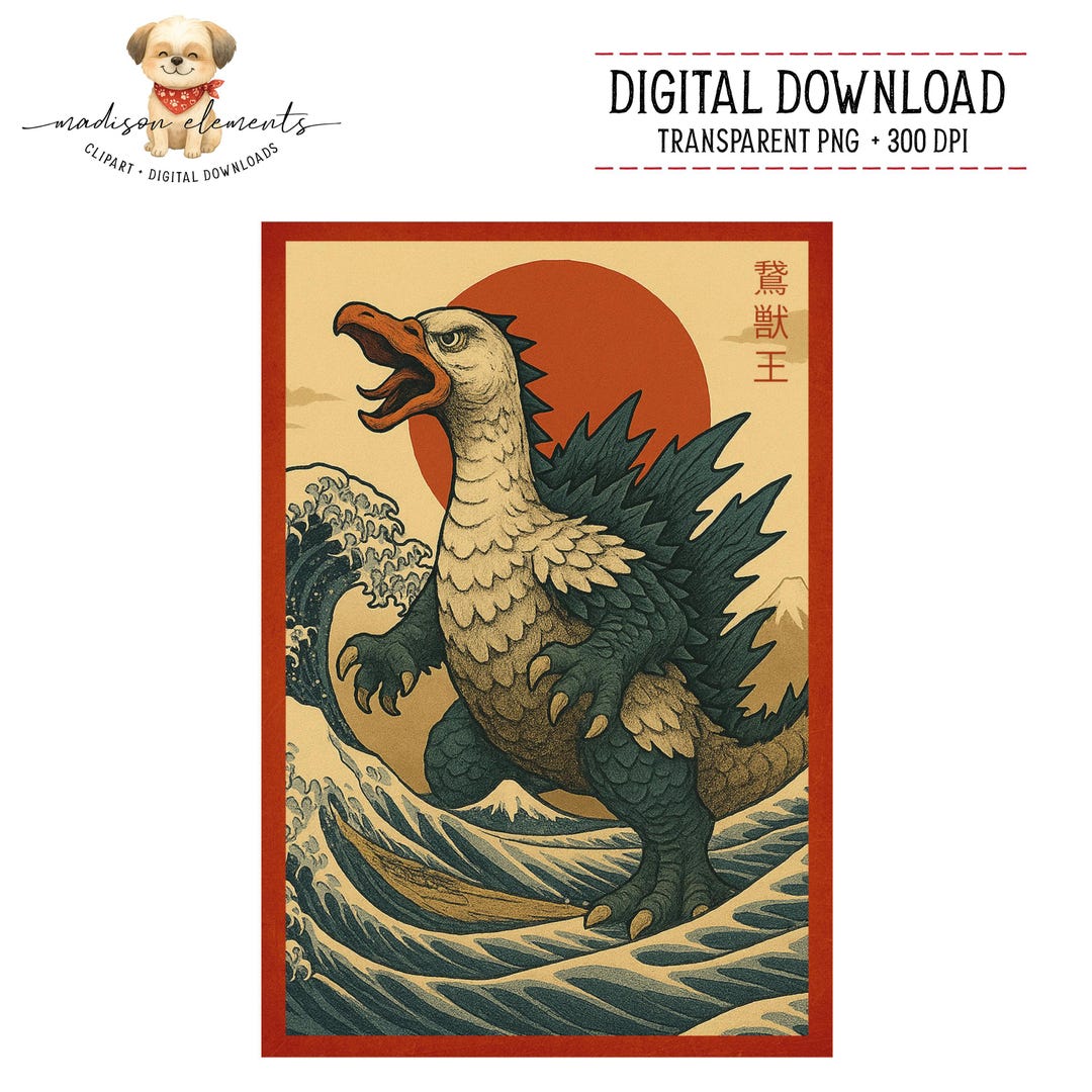 Kaiju Goose PNG, Japanese Monster Art Digital Download, Godzilla Duck ...