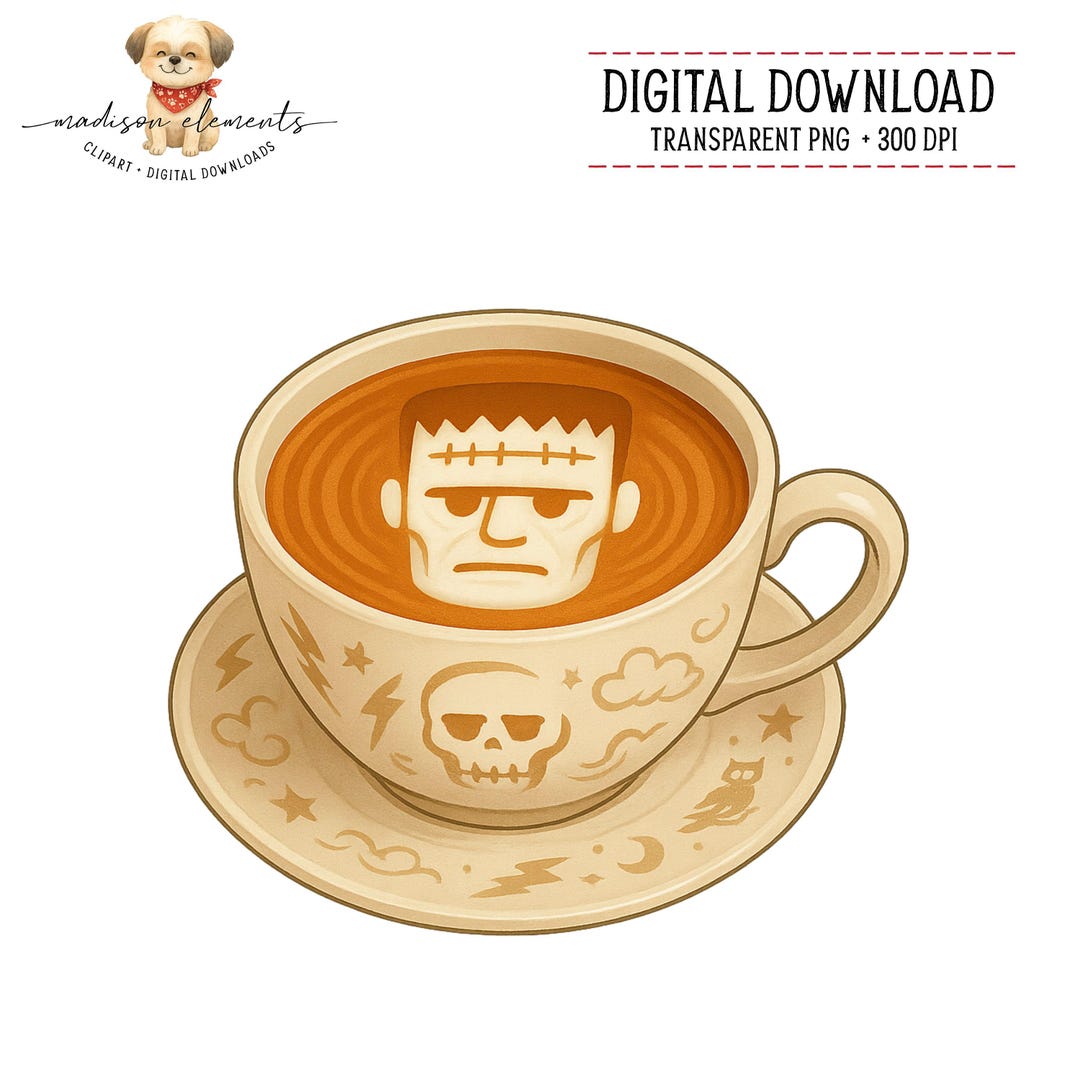 Frankenstein Tea PNG, Halloween Drink Digital, Spooky Season Download ...