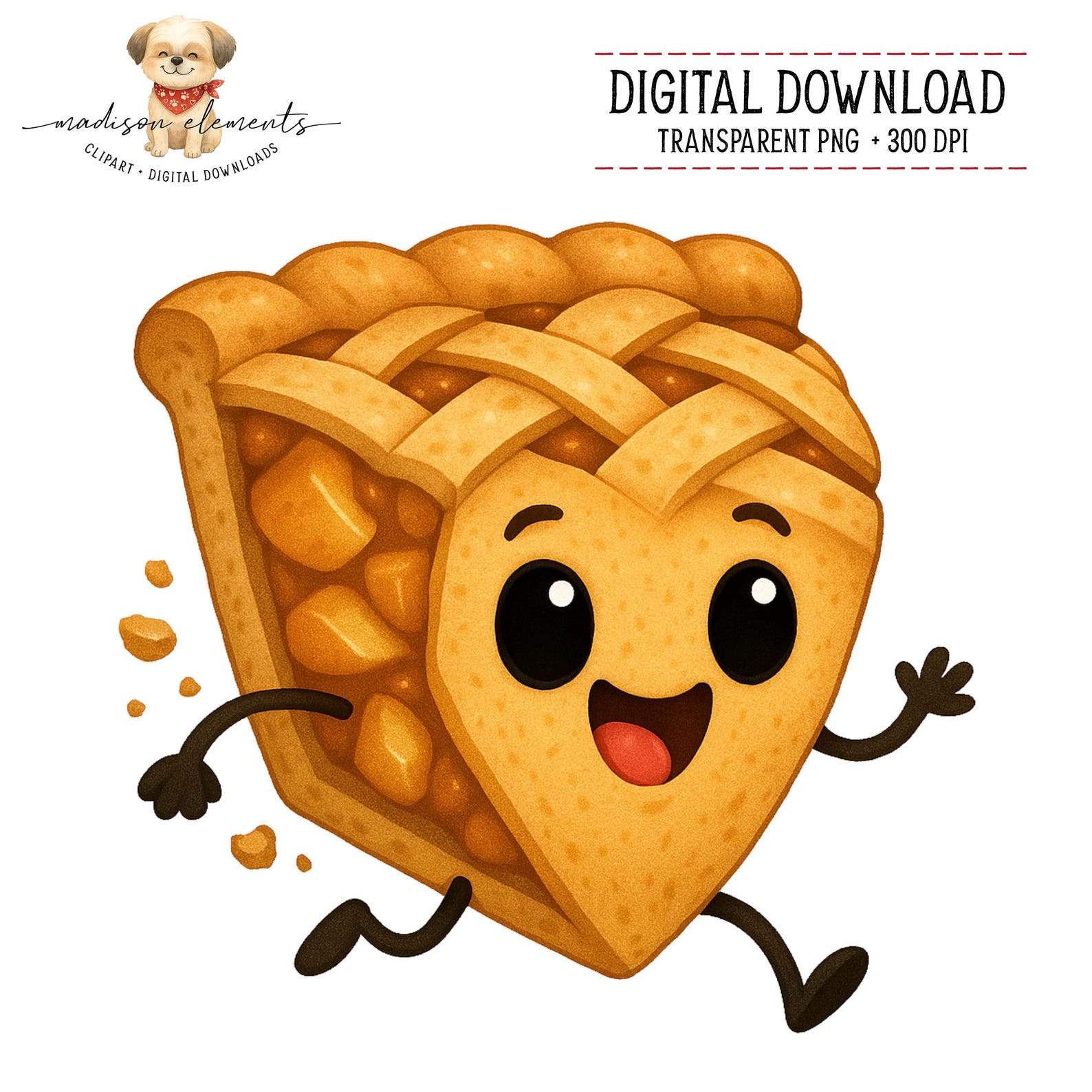 Digital Apple Pie PNG, Dessert Digital Download Clipart, Cute Pie ...