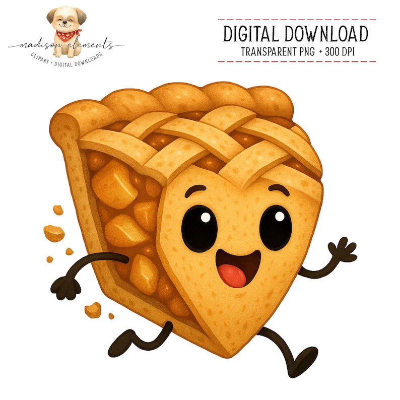 Digital Apple Pie PNG, Dessert Digital Download Clipart, Cute Pie ...