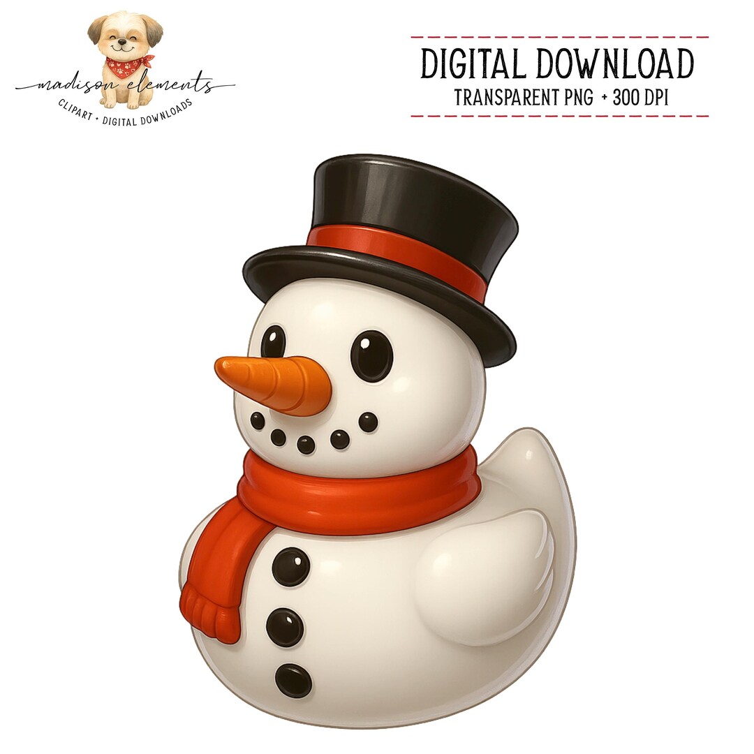 Snowman Rubber Duck Digital, PNG, Cartoon Winter Clipart, Rubber Ducky ...