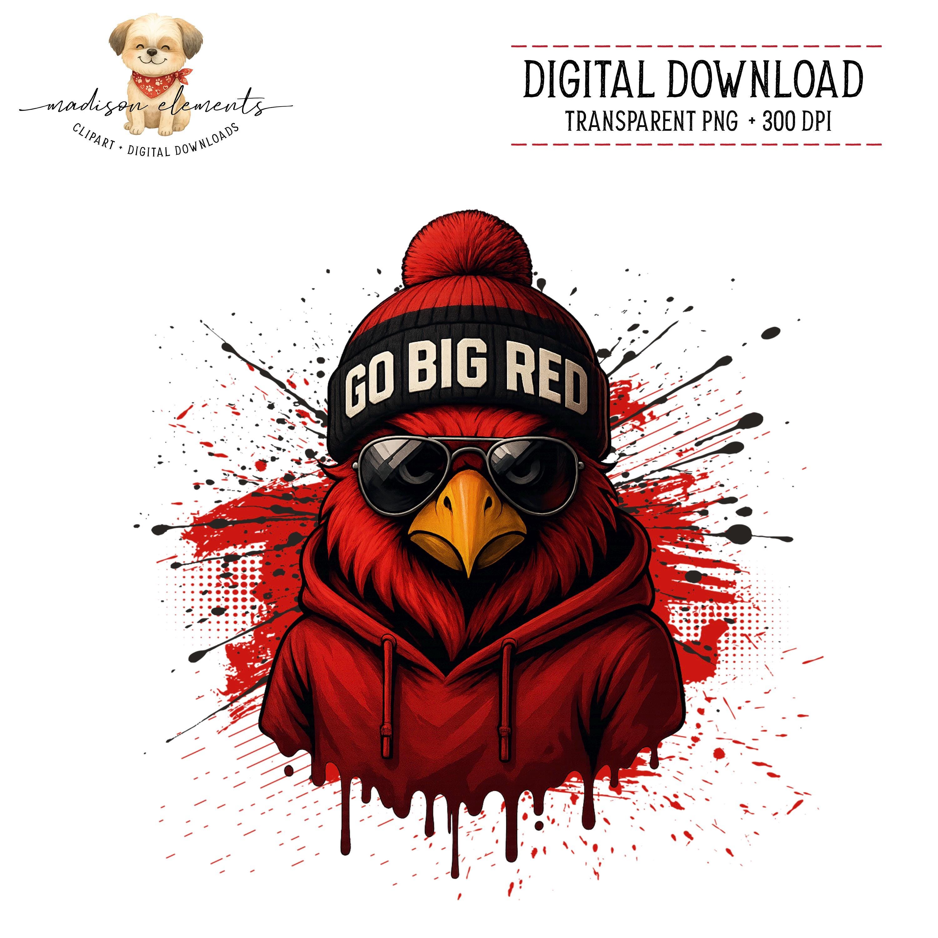 Go Big Red Bird PNG, Digital Download, Cardinal Mascot With Beanie ...