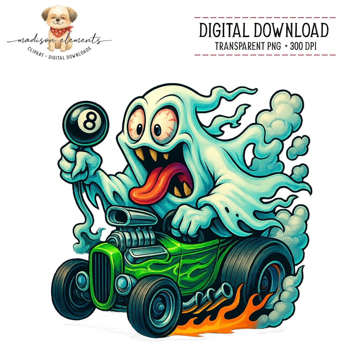 Ghost Racer PNG Digital, Wacky Racing Digital Art, Halloween Derby Car ...