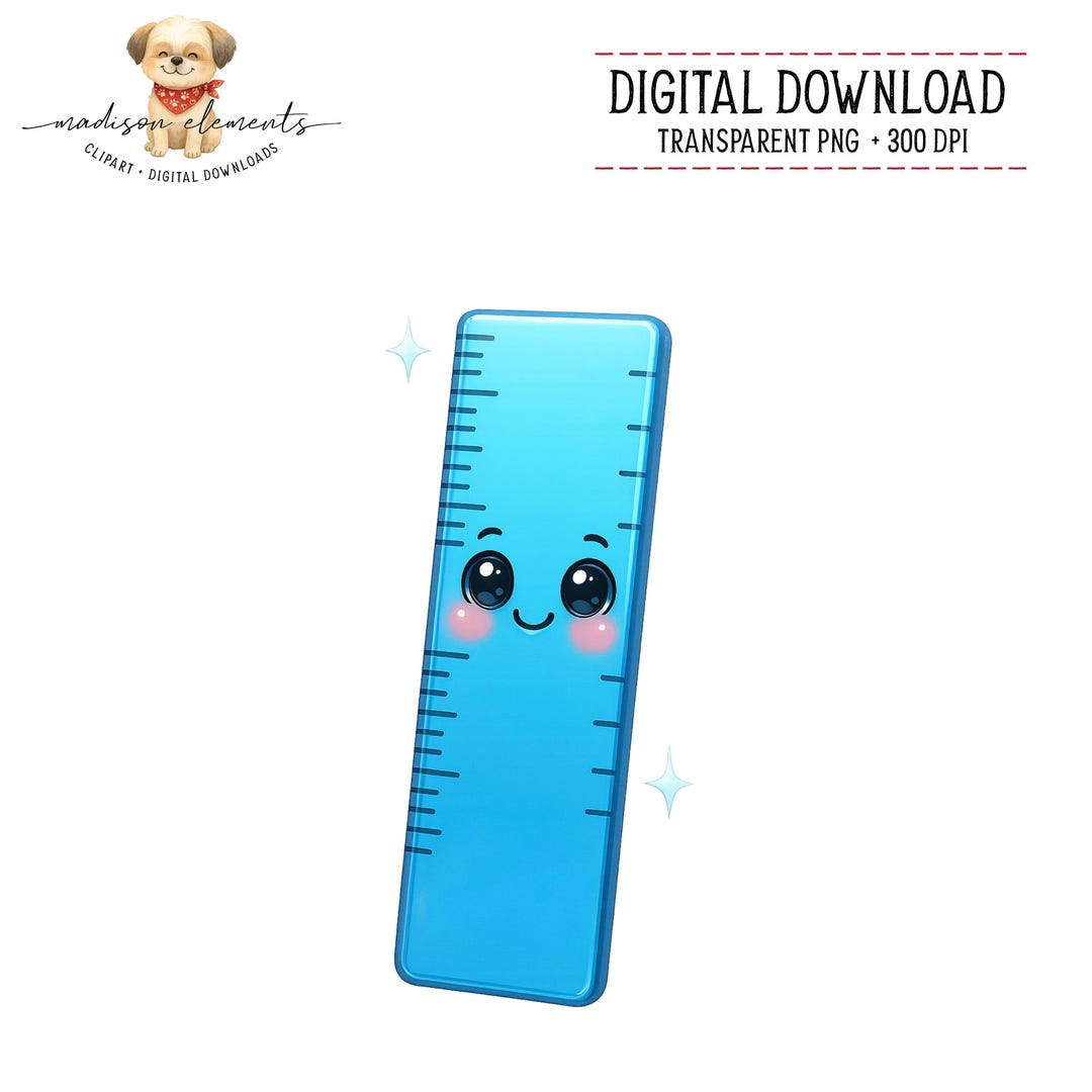 Cute Ruler Digital PNG Download, Digital Planner Stickers, School ...
