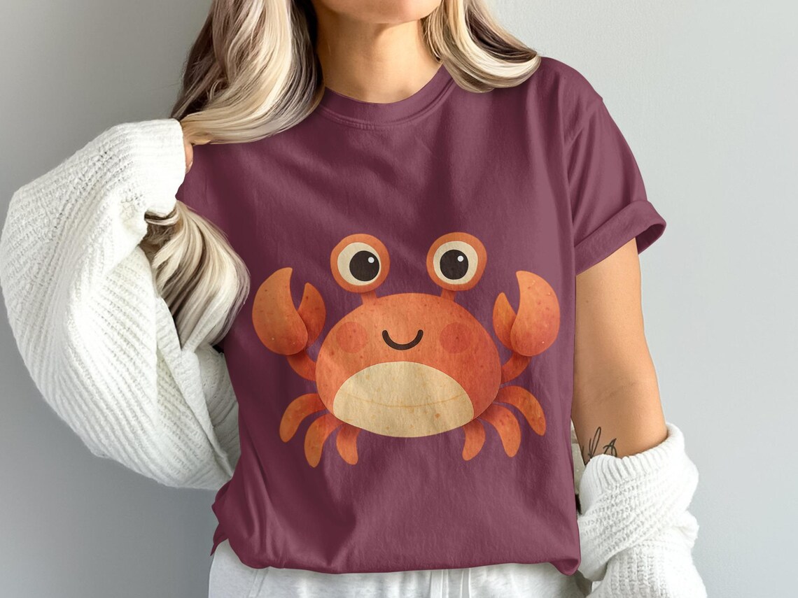 Cute Crab Digital Download, Cartoon Crab PNG, Smiling Crab Image, Sea ...