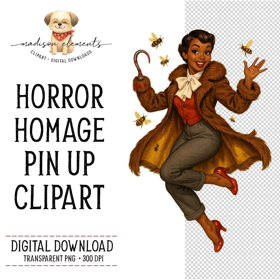 Girl With Hook PNG, Haunted Honey Digital Download, Bee Themed Horror ...