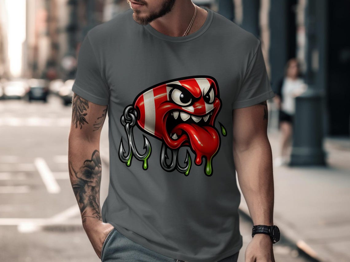 Fishing Lure Monster Digital Download PNG, Cartoonish Evil Fishing Lure ...