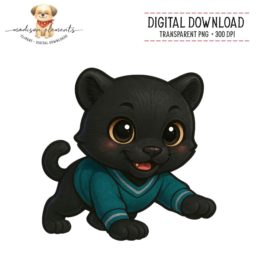 Black Panther Mascot Digital PNG Download, Cartoon Big Cat Art, Clipart ...