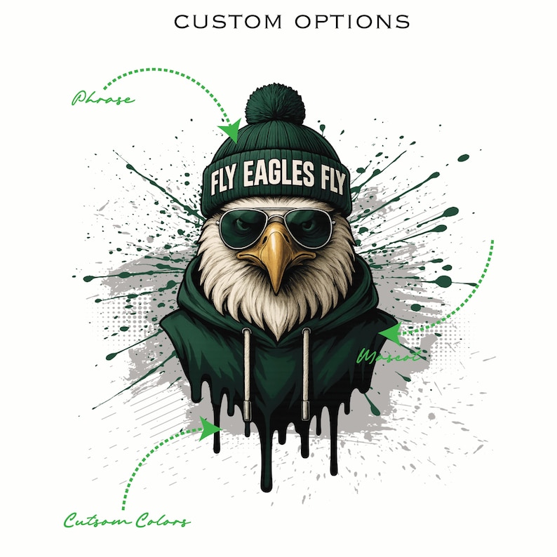 Fly Eagles Fly PNG, Cool Eagle Mascot Digital Download, Green and White ...