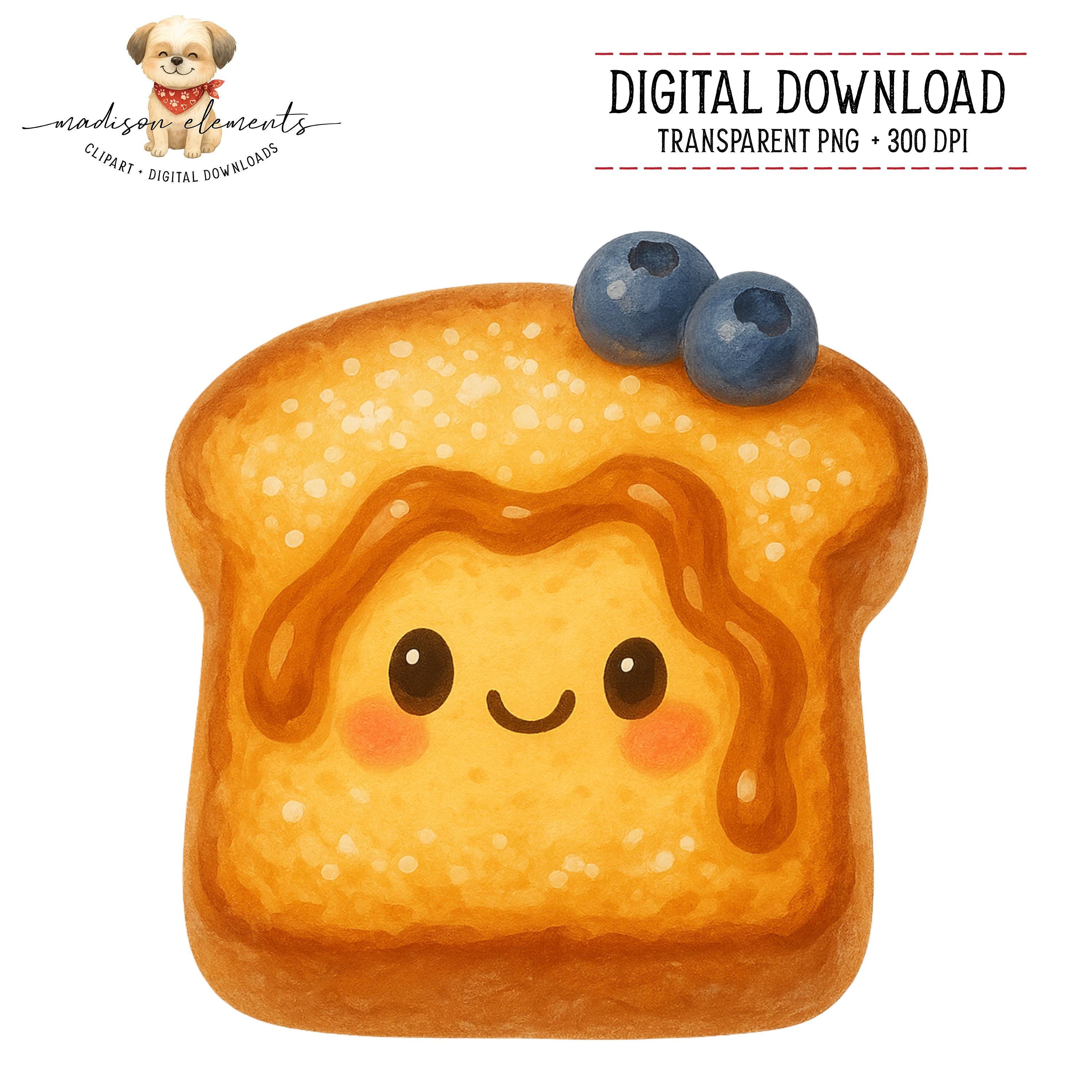 Cute French Toast Digital PNG, Kawaii Food Art, Kids Room Decor ...
