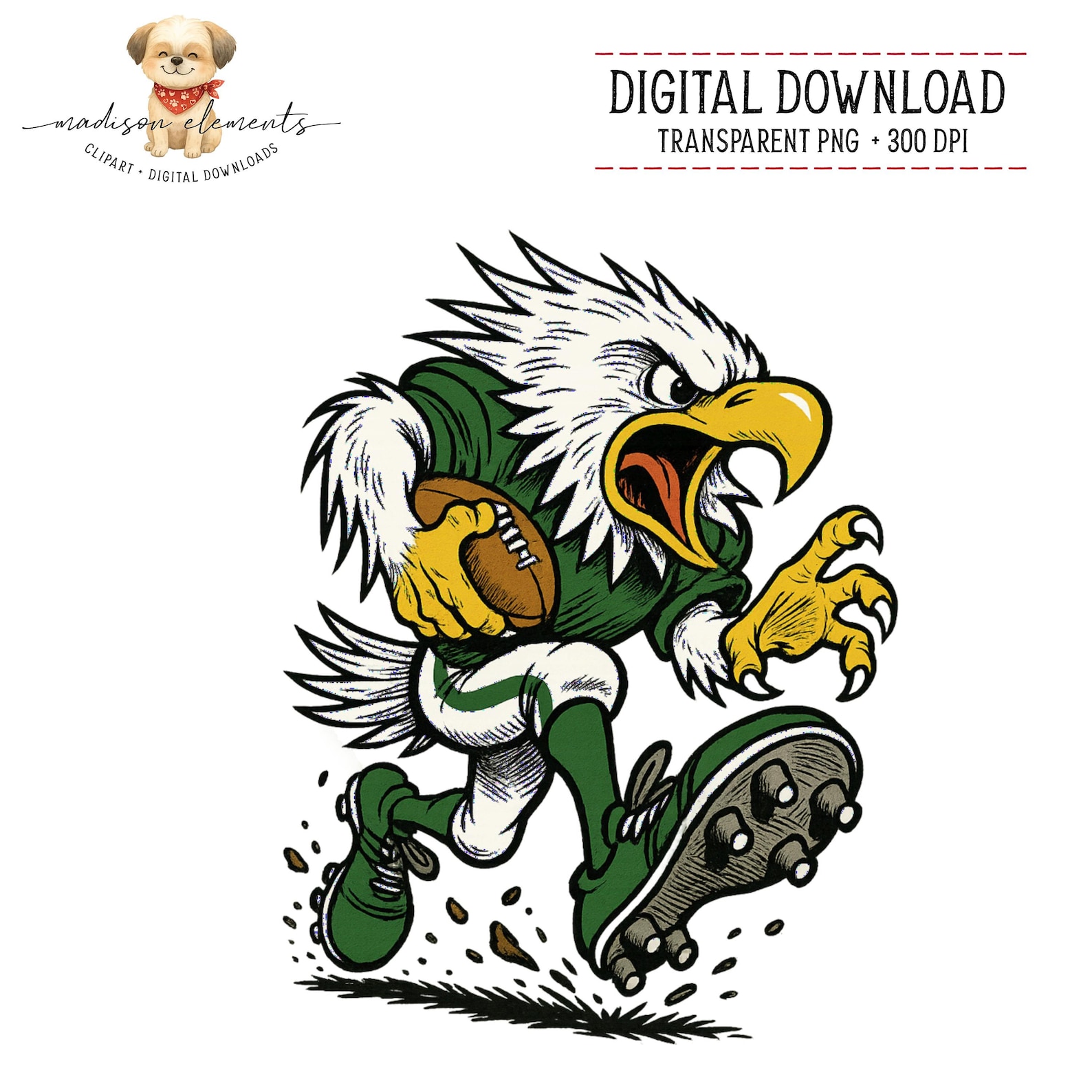 Eagle Football Mascot Digital PNG Download, Cartoon Bird Mascot, Old ...
