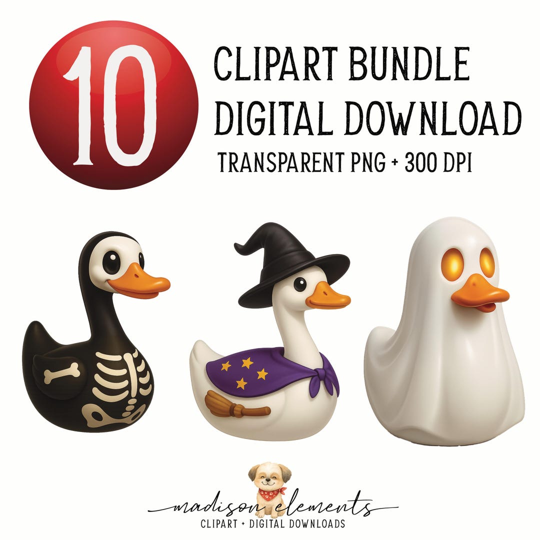 Halloween Rubber Goose Clipart, Spooky Goose PNG Bundle, Halloween ...