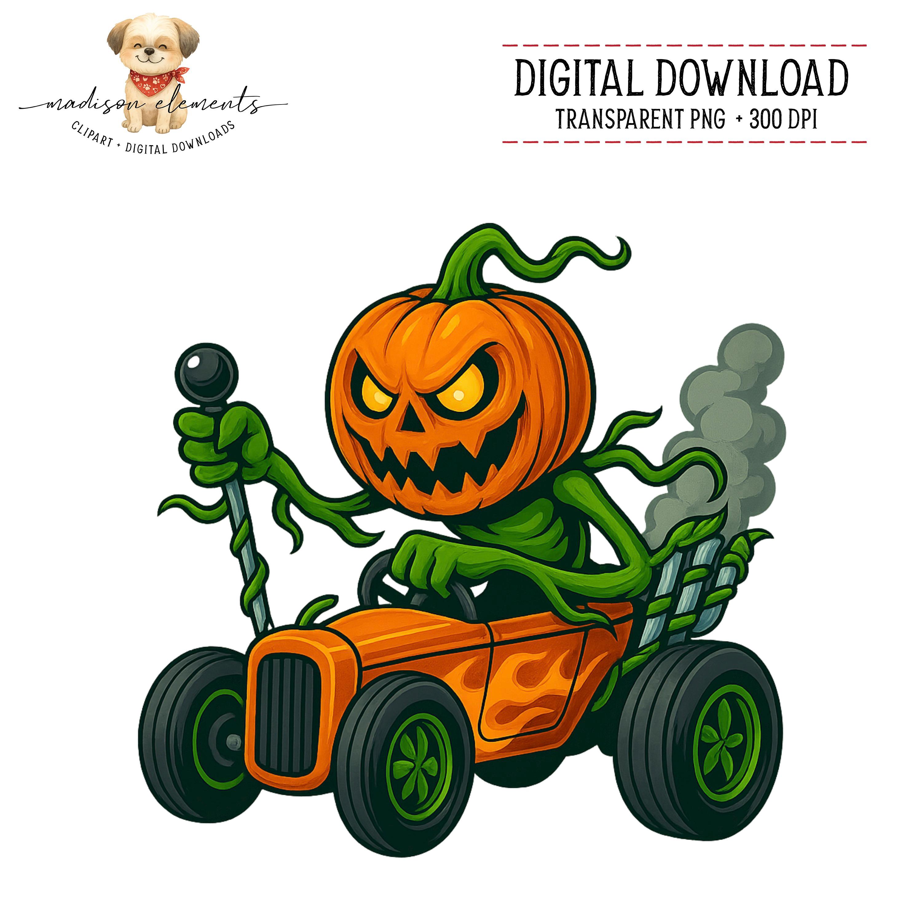 Pumpkinhead Racer Digital Png, Halloween Monster PNG, Derby Car ...