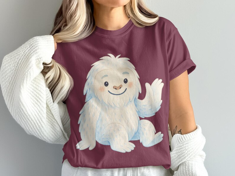 Cute Yeti PNG Digital Download, Cartoon Cryptid, Smiling Sasquatch ...