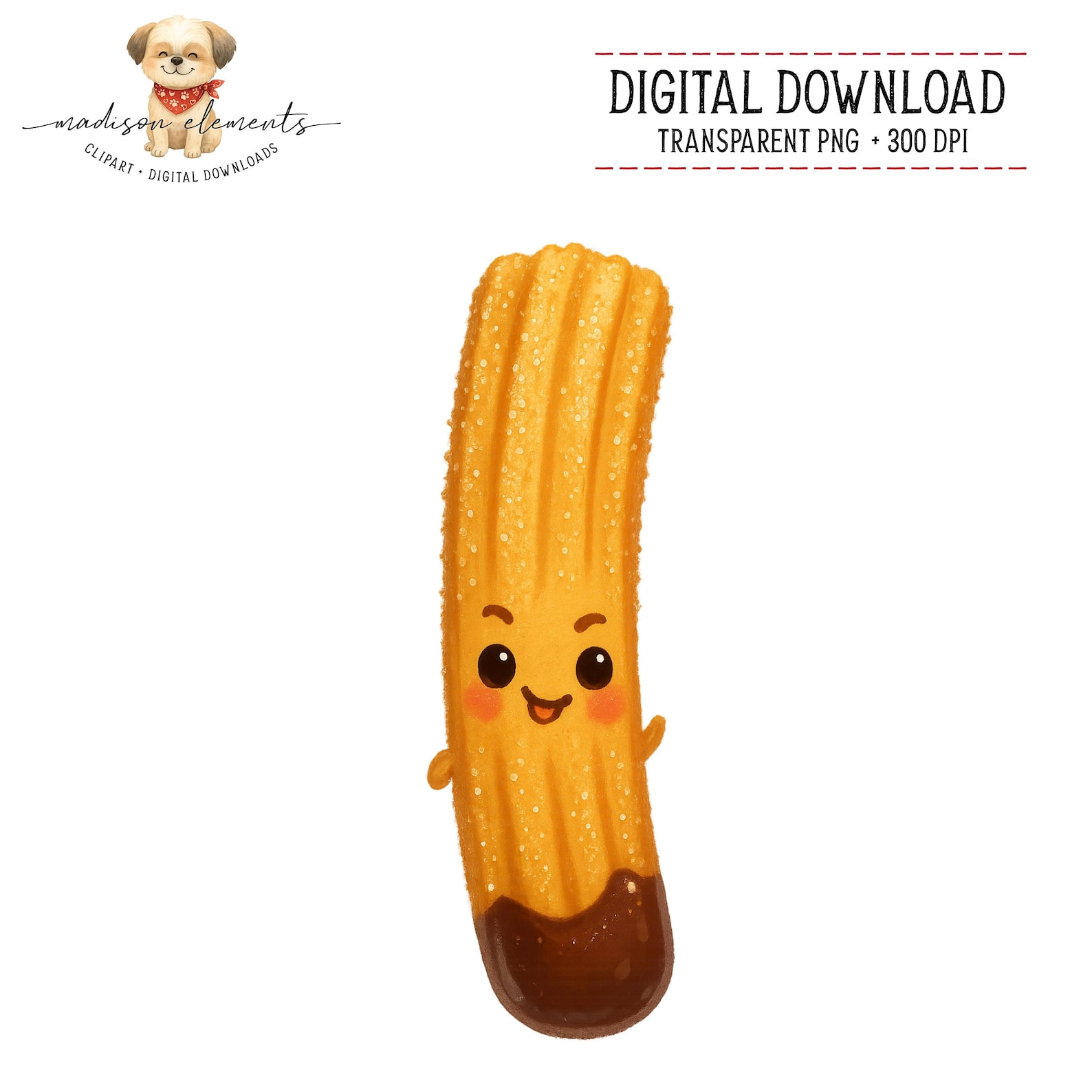 Cute Churro Digital PNG, Dessert Illustration, Foodie Art Print, Funny ...
