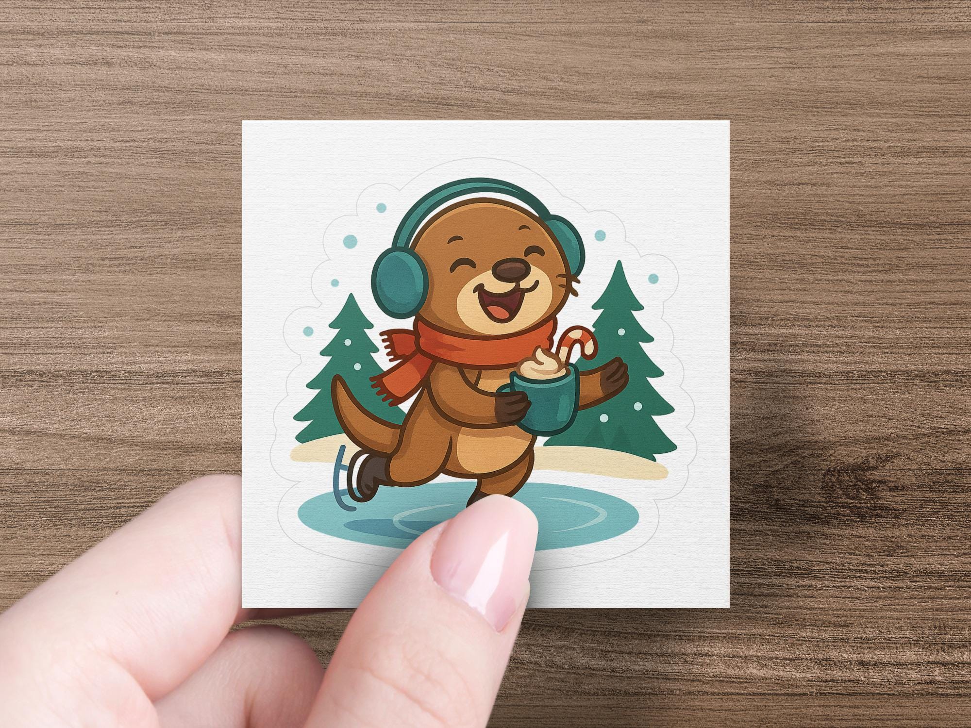 Otter Ice Skating PNG, Hot Cocoa Digital Download, Winter Animal PNG ...