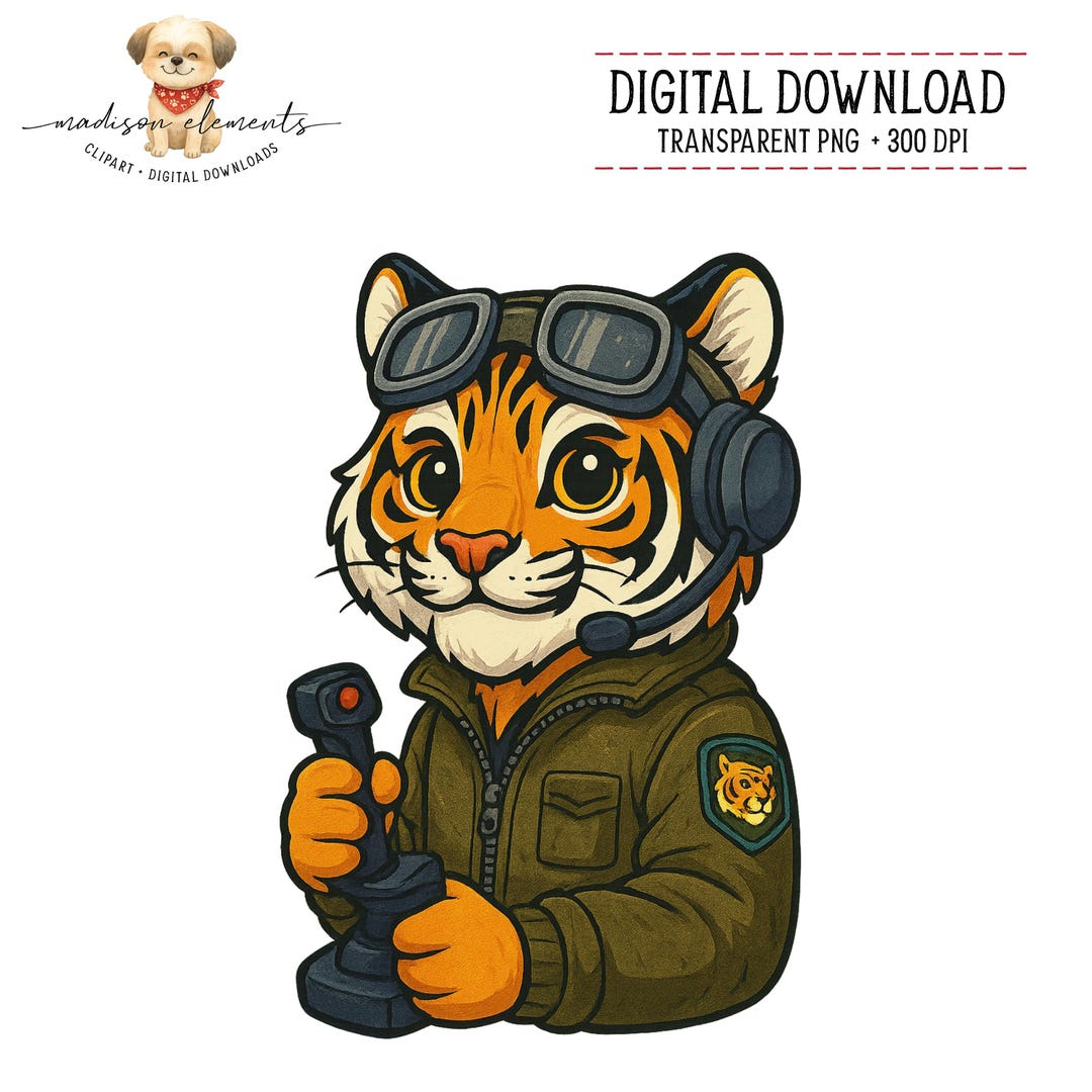 Pilot Tiger PNG, Tiger Aviator Digital Download, Tiger With Joystick ...