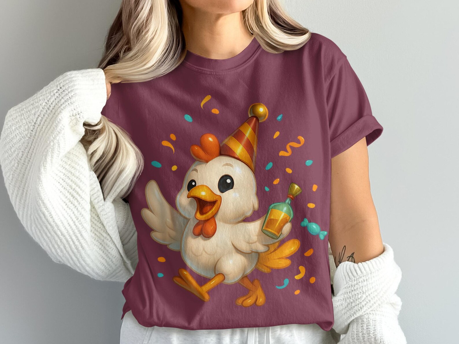 Party Fowl PNG, Chicken Digital Png, Festive Chicken Clip Art, Cute ...