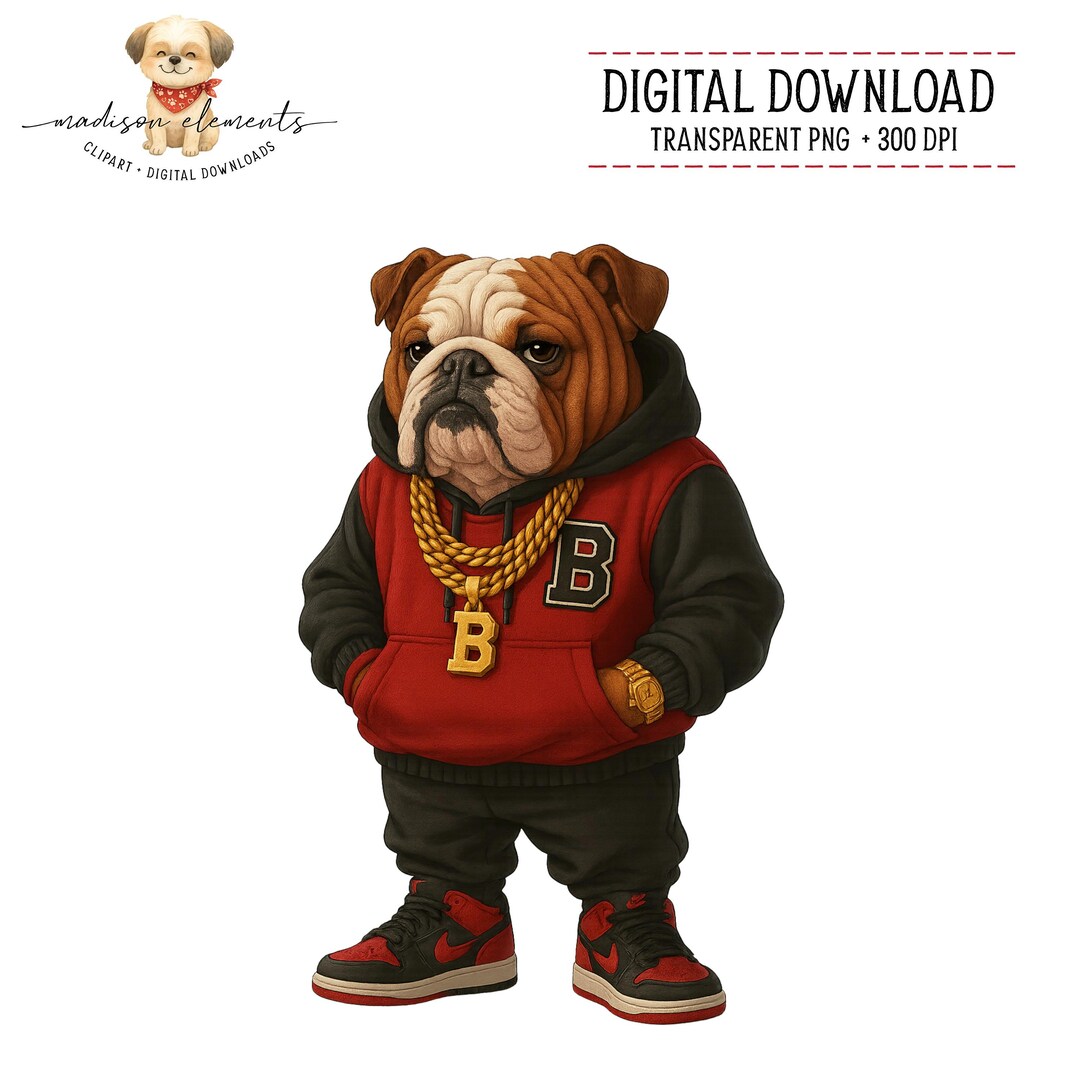 Digital Bulldog Mascot PNG, Cool Gangster Dog Art, Urban Animal Print ...