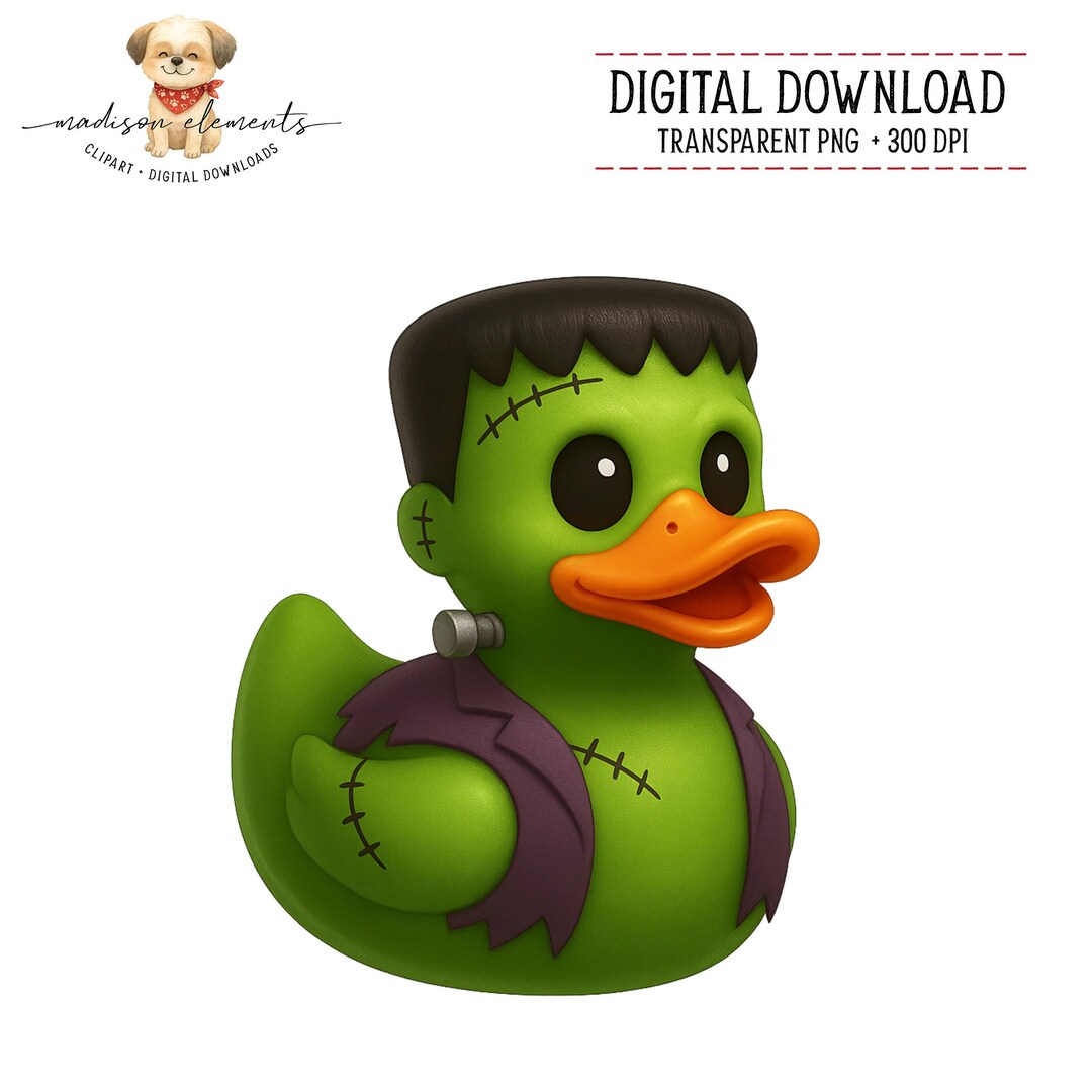 Frankenstein Duck PNG, Halloween Duck Digital Download, Monster Rubber ...