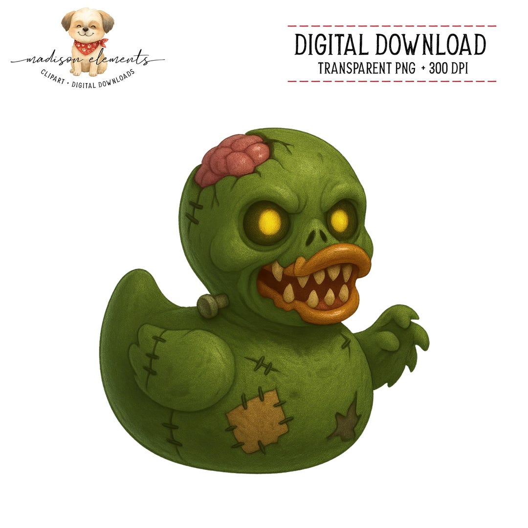 Zombie Rubber Duck PNG, Halloween Digital Download, Undead Duckling Art ...