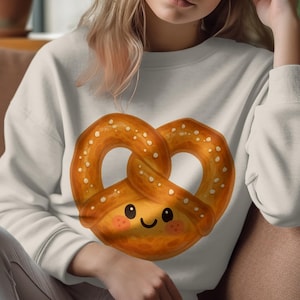 Cute Pretzel Digital PNG, Kawaii Food Art, Baked Goods Clipart, Smiling ...