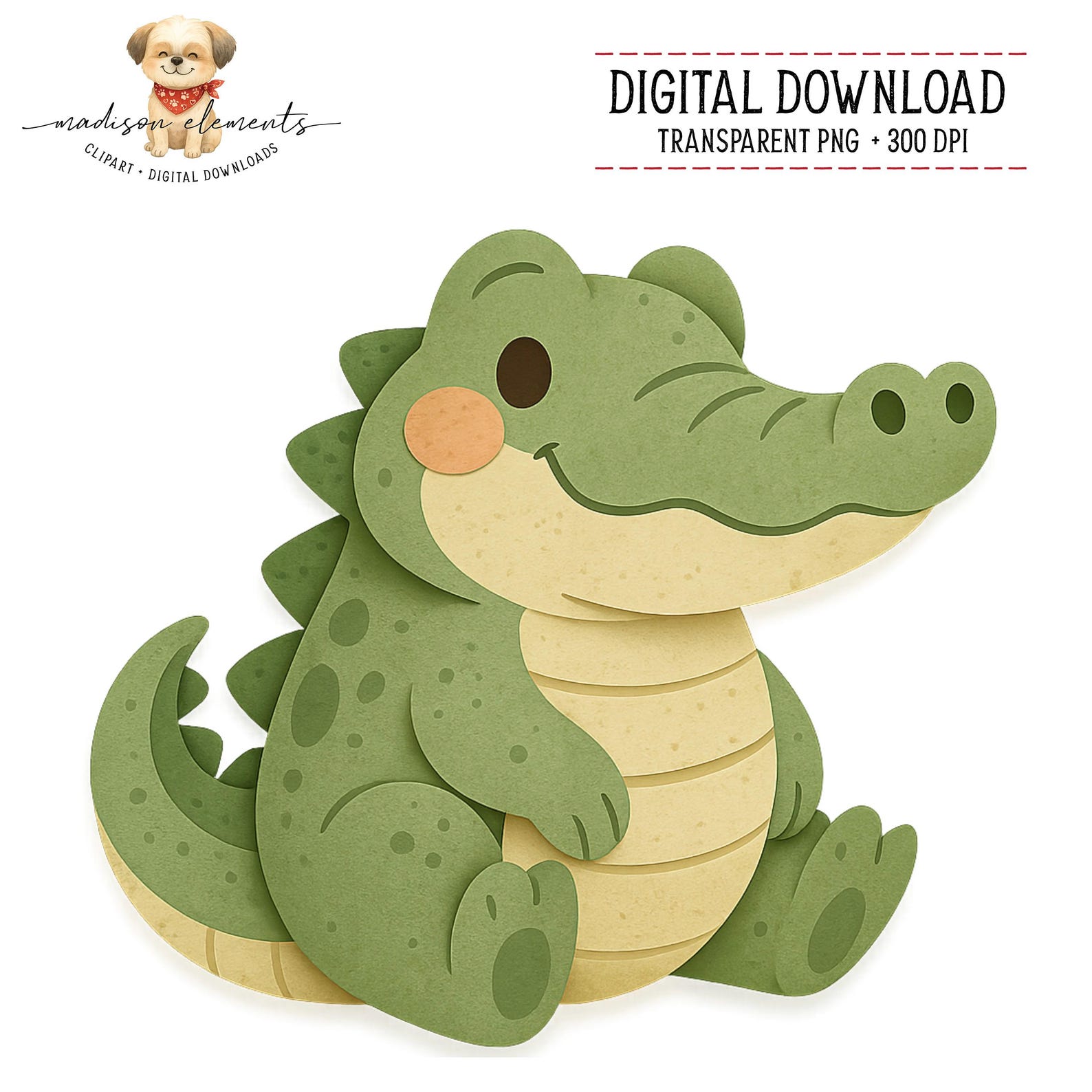 Cute Alligator Digital PNG Download, Jungle Nursery Decor, Gator Party ...