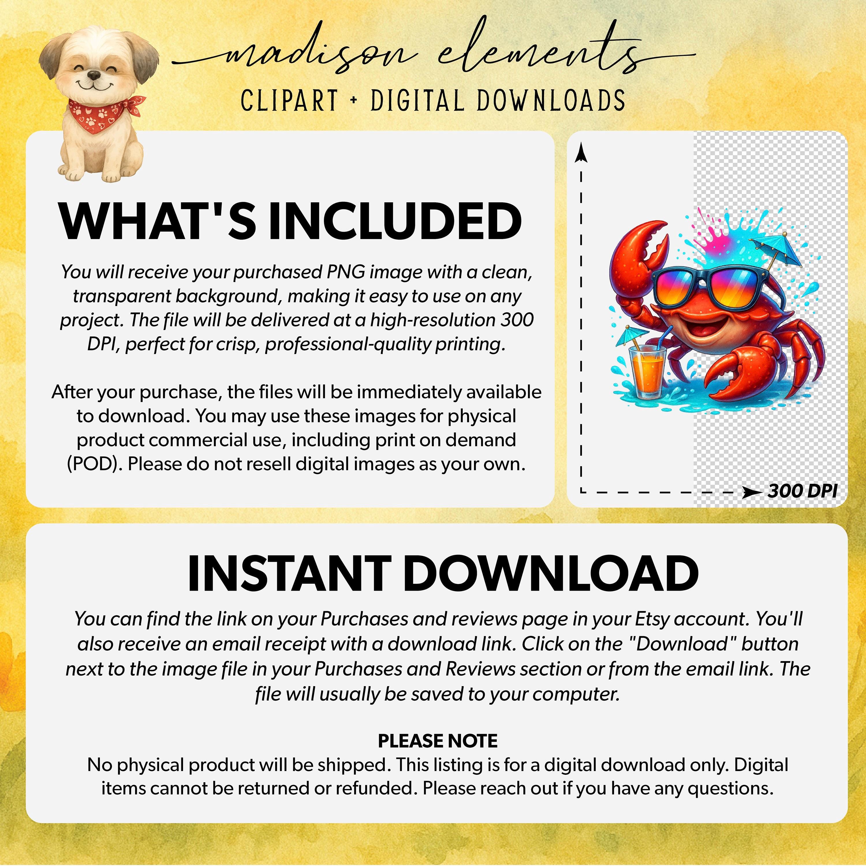 Summer Crab Digital Download PNG, Funny Crab With Sunglasses, Crab ...