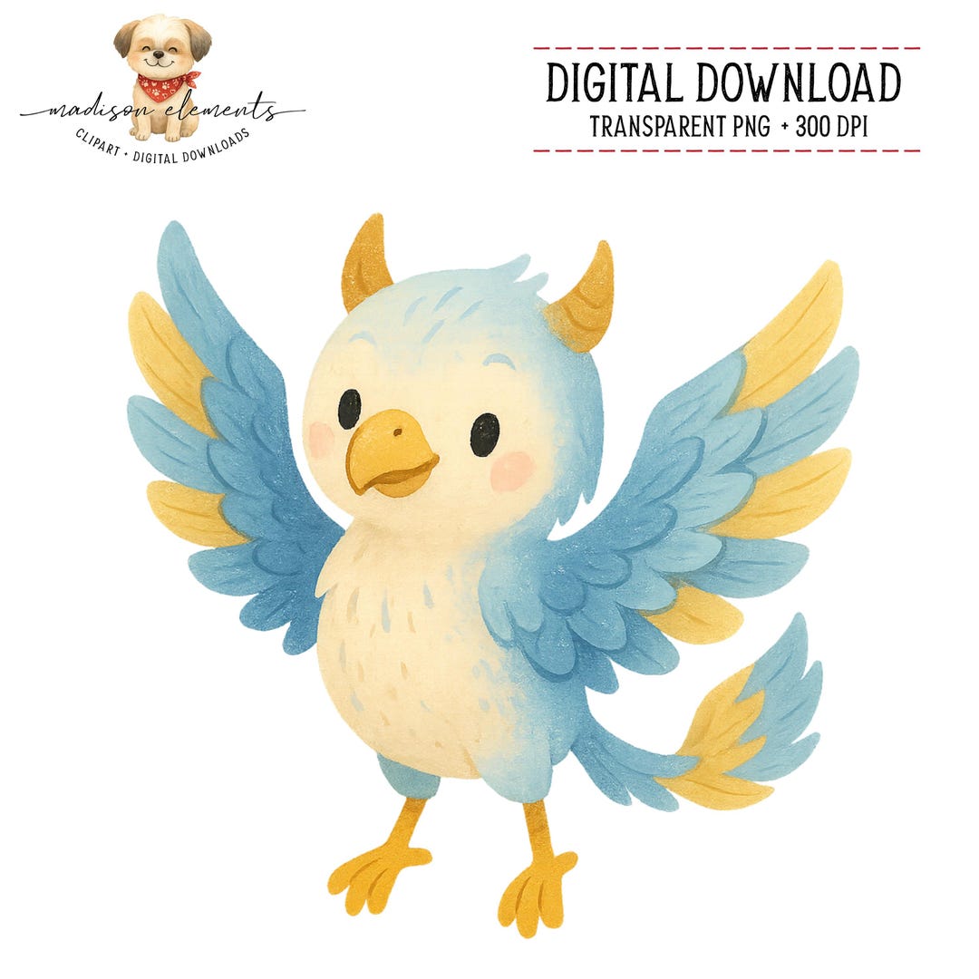 Cute Horned Thunderbird Digital PNG Download, Mythical Creature Cryptid ...