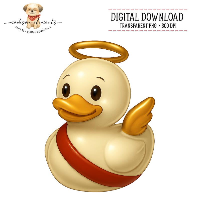 Angel Rubber Duck Digital, Cute Duck PNG, Holiday Duck, Christmas Duck ...