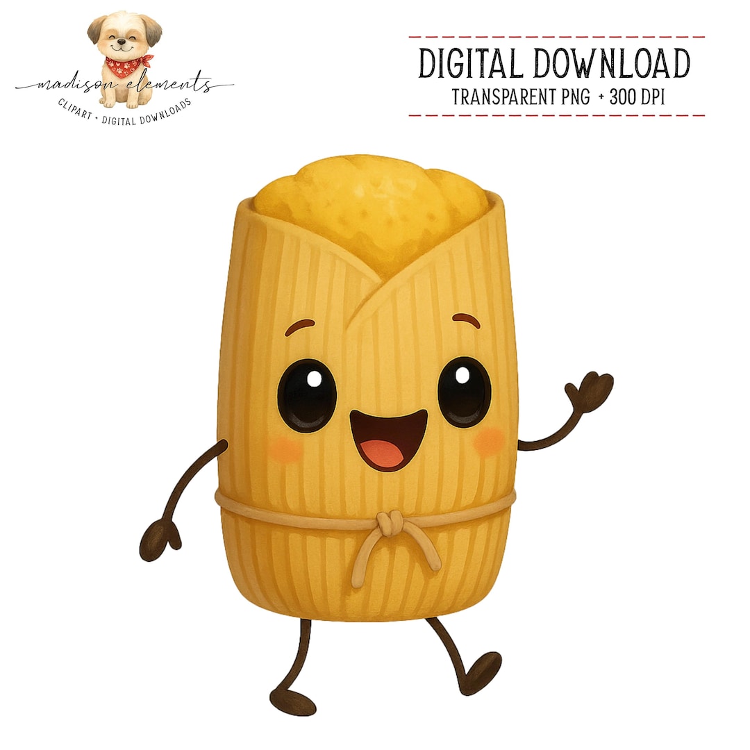 Tamale Digital PNG, Cute Food Illustration, Cartoon Tamale Art, Mexican ...