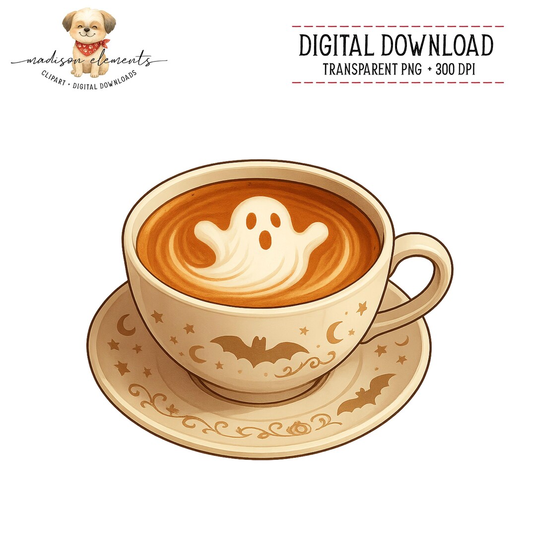 Spooky Latte PNG, Cute Ghost Coffee Digital Download, Halloween Drink ...